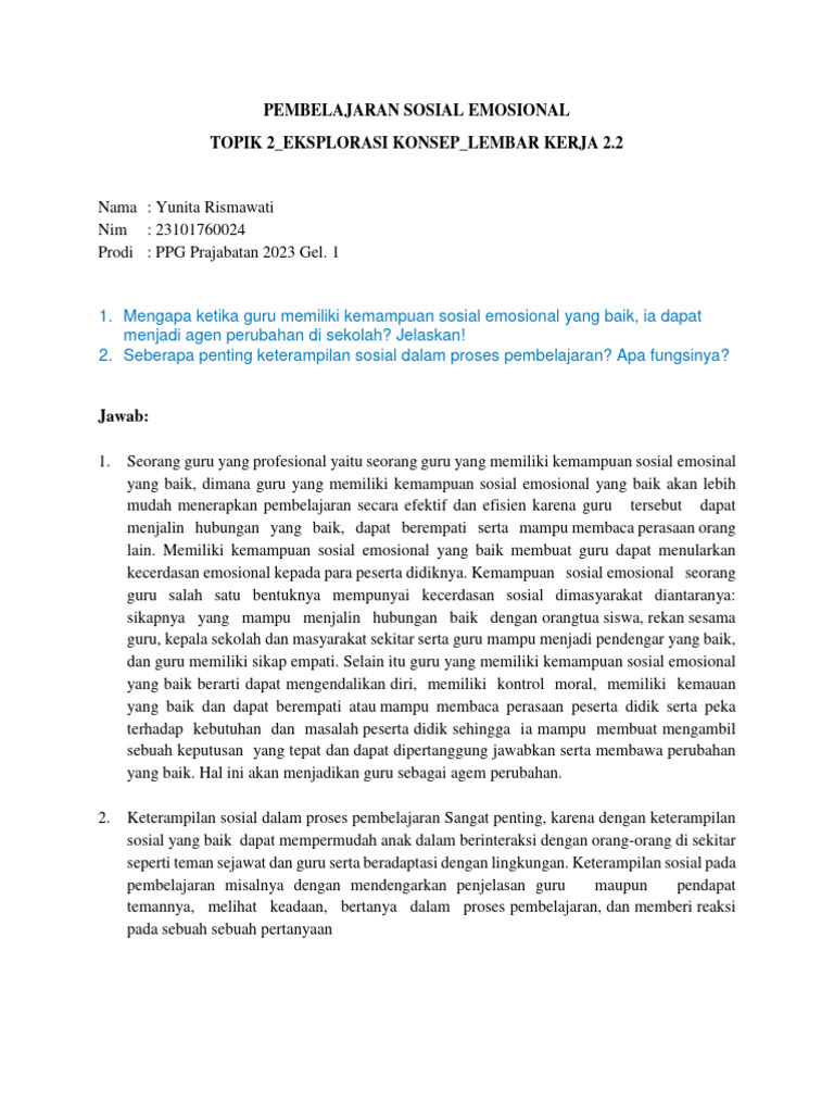 Topik 2 - Eksplorasi Konsep - LK 2.3 | PDF