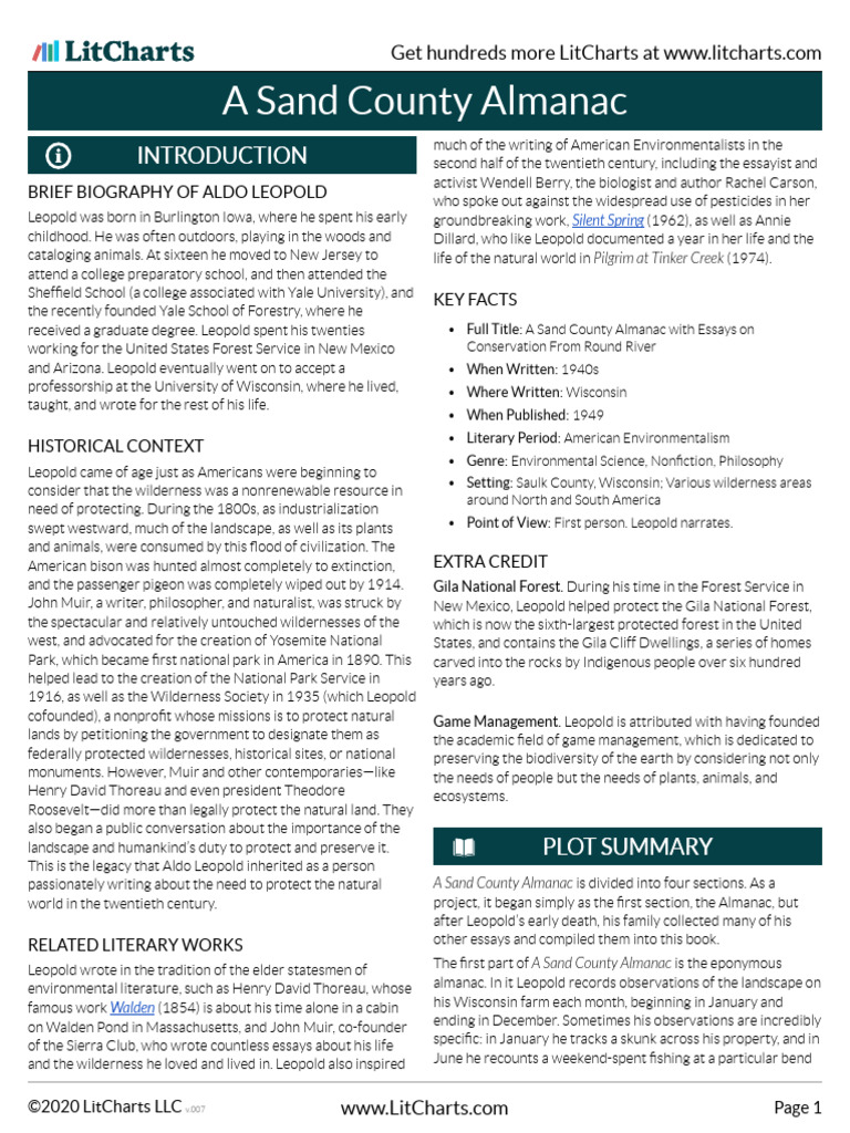 A Sand County Almanac LitChart | PDF | Walden
