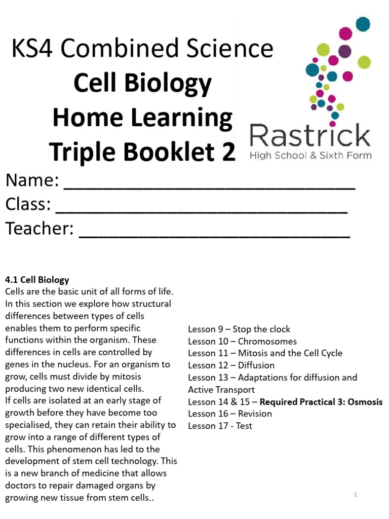Cell Bio Booklet 2 | PDF