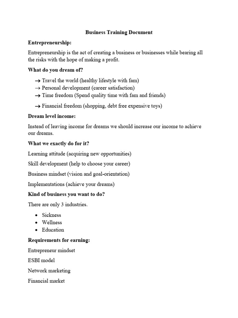 Business Training Document | PDF | Digital Marketing | Entrepreneurship