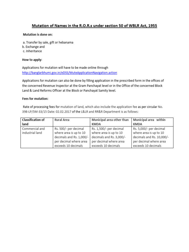 Act Land Mutation of Land 1955 | PDF | Finance & Money Management