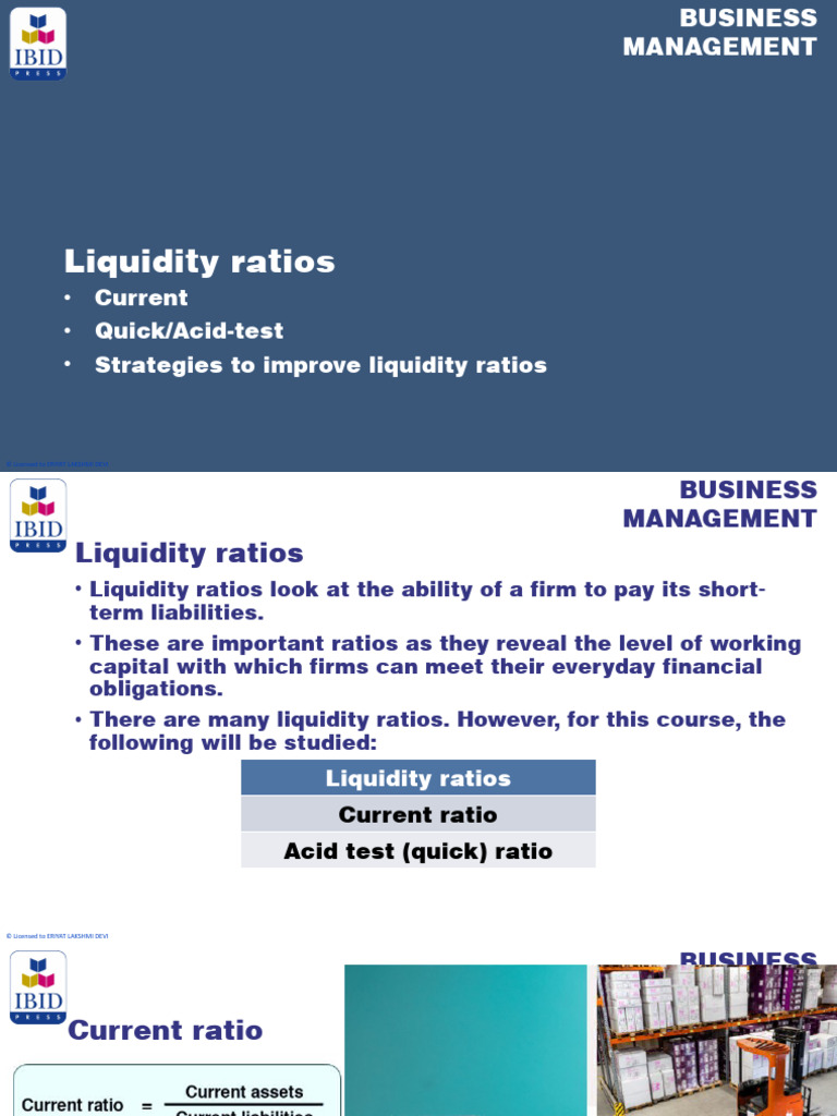 Liquidity Ratios 2024 | PDF | Market Liquidity | Debt