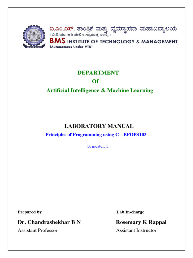 Bpops103-C Lab Manual | Download Free PDF | Algorithms | Pointer ... Bpops103-C Lab Manual | Download Free PDF | Algorithms | Pointer ...