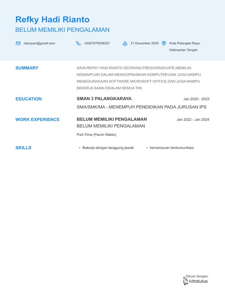 Refky Hadi Rianto - KitaLulusCV | PDF