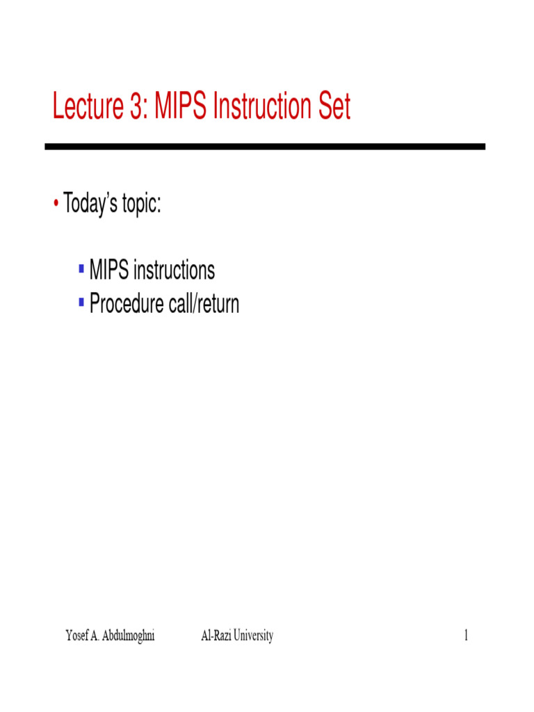 3.Ch2.MIPS ISA | PDF | Computer Architecture | Parameter (Computer Programming)