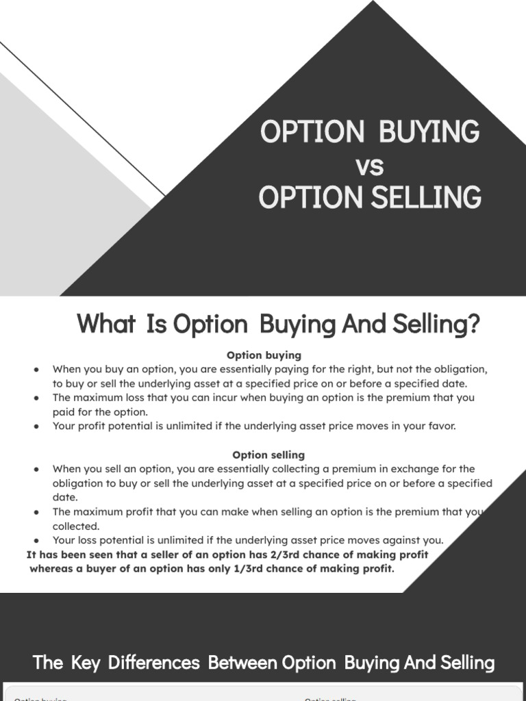 Option Buying vs Selling Explained | PDF | Business