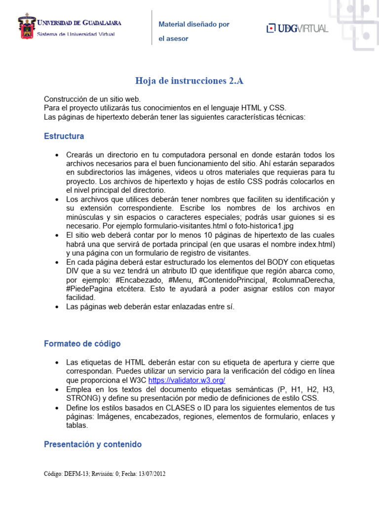 Hoja de Instrucciones-2A | PDF | HTML | Archivo de computadora