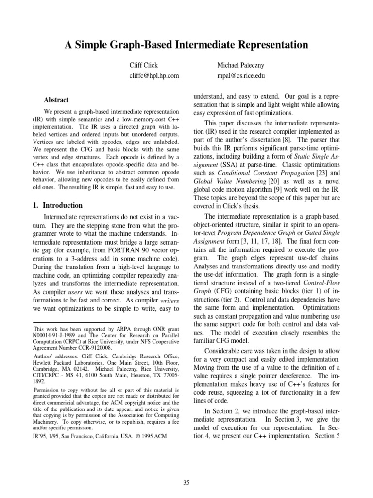A Simple Graph Based Intermediate Representation Pdf Class