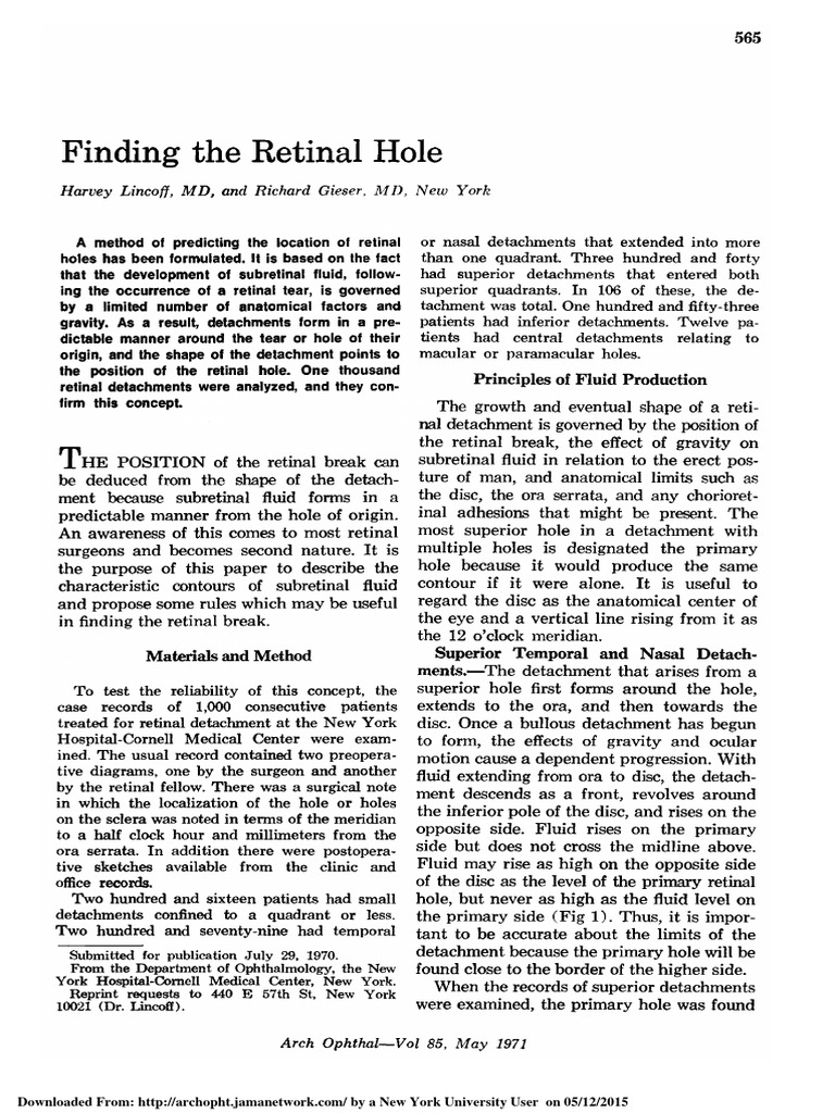 Lincoff Rule Ophthalmology | PDF | Retina | Clock