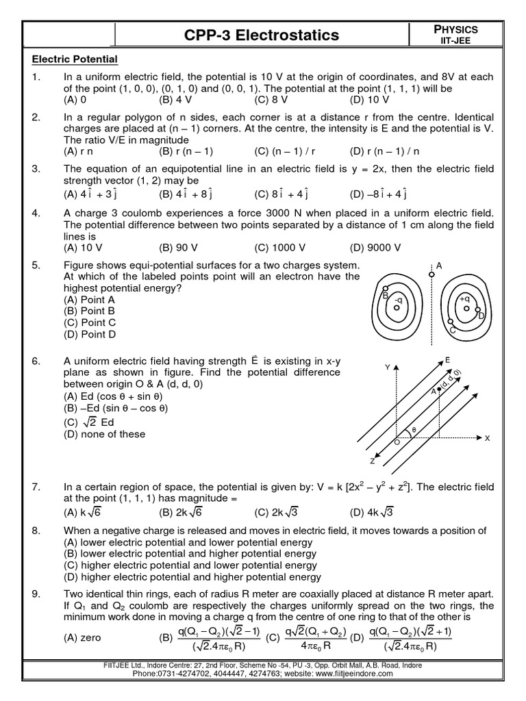 CPP-3 Electrostatics: Electric Potential | PDF | Electric Field ...