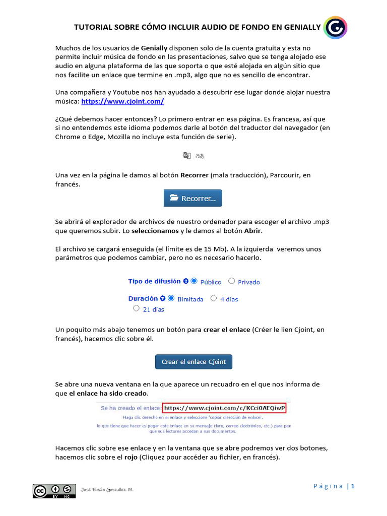 Incluir Audio en Genially desde Cjoint | PDF