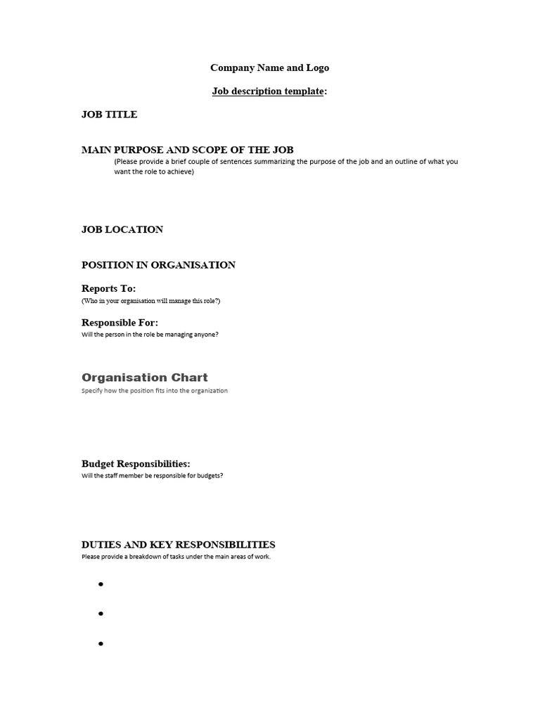 Job Description Template Overview | PDF | Career & Growth