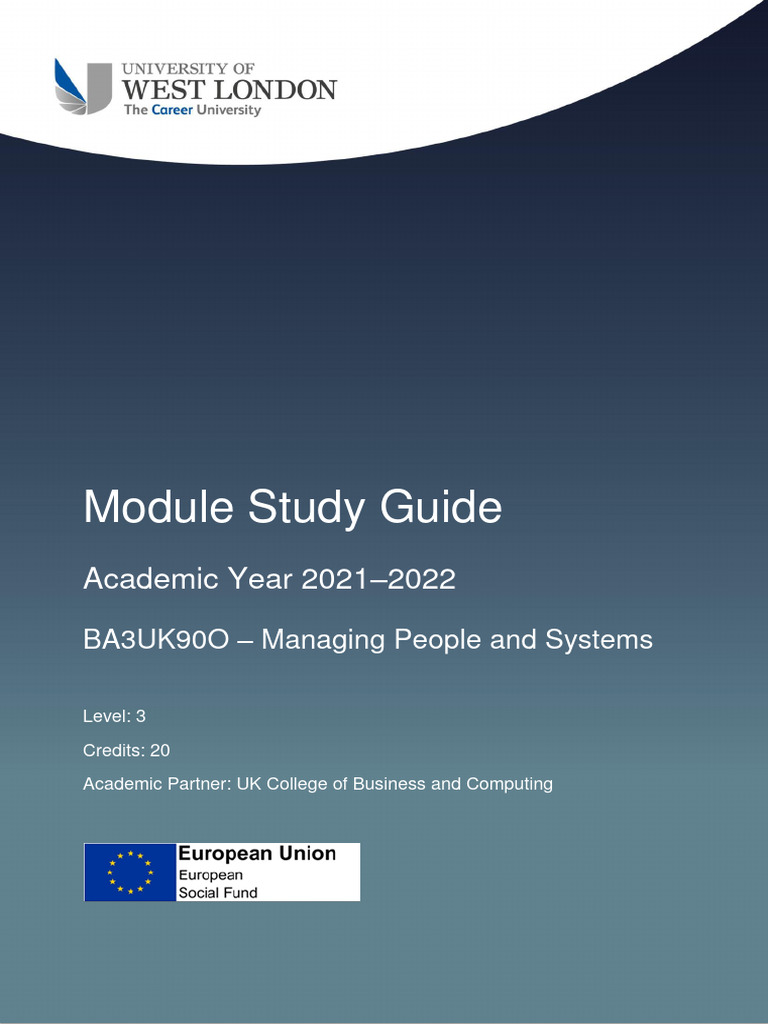 Module Stude Guide - Managing People and Systems - Level 3 | PDF | Business | Art
