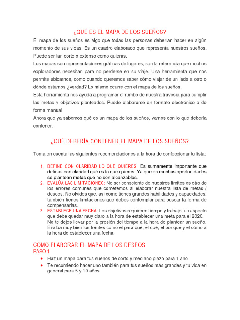 Mapa De Sueños Convertido Pdf Mente Sueño