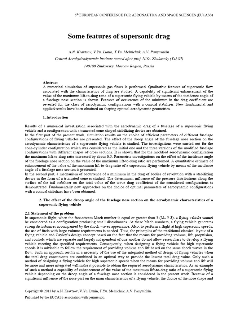 Some Features of Supersonic Drag | Download Free PDF | Drag (Physics ...