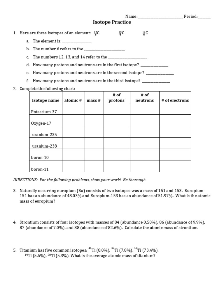 Isotope Practice | PDF