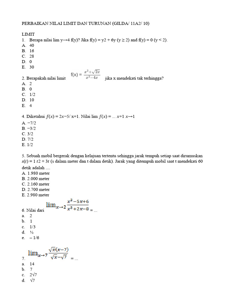 Gilda - Turunan Dan Limit | PDF | Sains & Matematika | Komputer