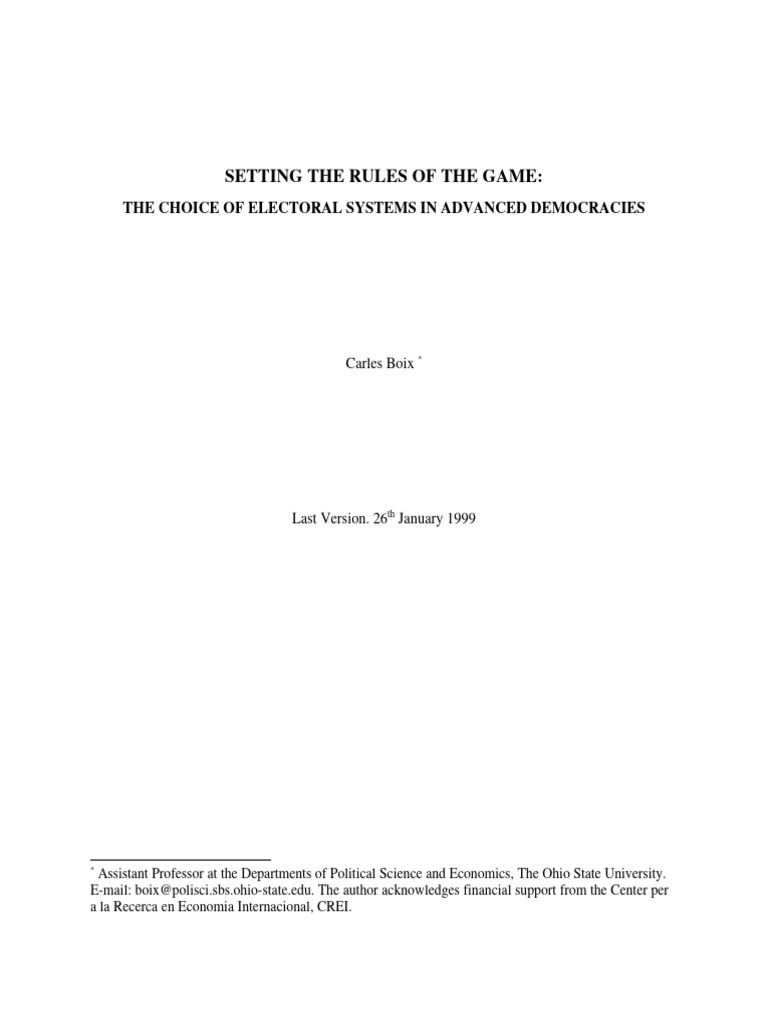 Electoral Systems in Advanced Democracies | PDF | Two Round System | Voting