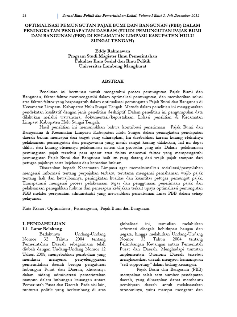 Optimalisasi-Pemungutan PBB | PDF | Bisnis | Ilmu Sosial