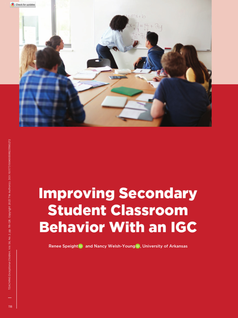 Improving Secondary Student Classroom Behavior With An Igc | PDF | Wellness Improving Secondary Student Classroom Behavior With An Igc | PDF | Wellness