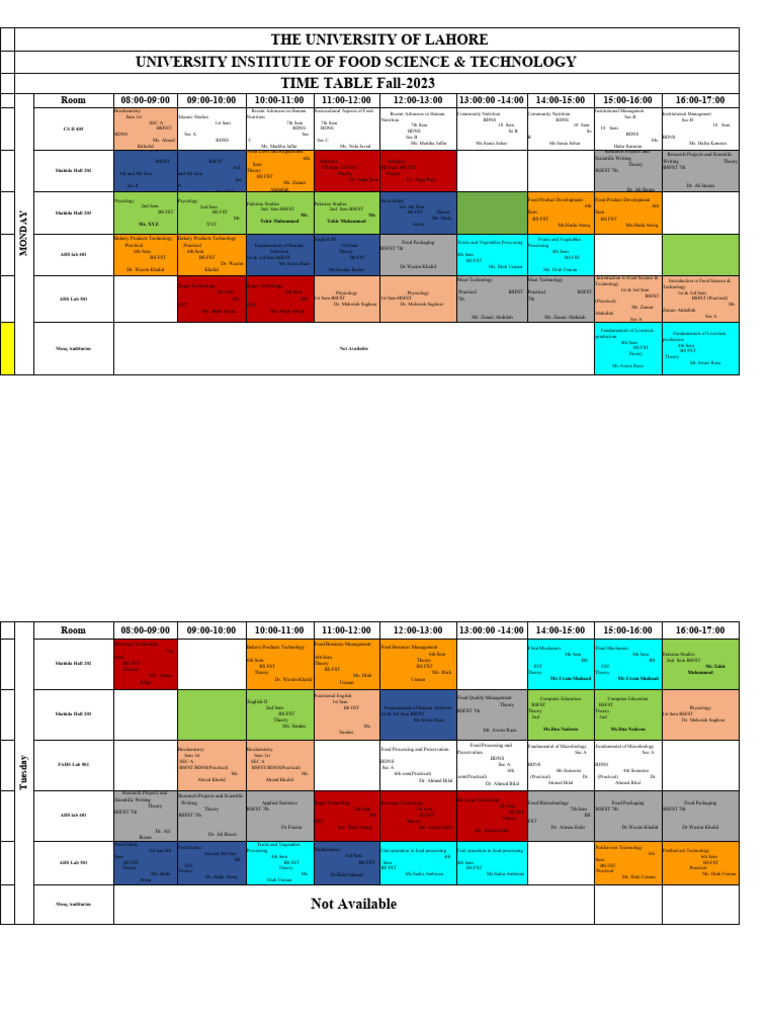 Time Table Fall 2023 Ba | PDF