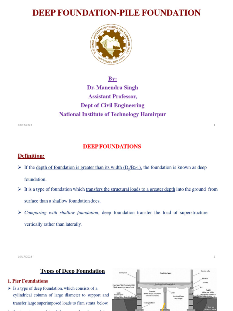 Unit 6 (Part 1) Pile Foundation-Types of Pile | Download Free PDF | Deep Foundation | Foundation ...