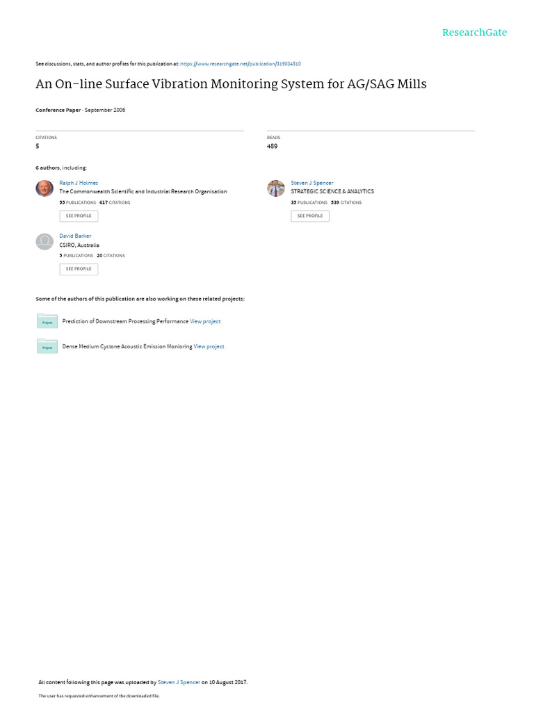 An On-Line Surface Vibration Monitoring System For AG SAG Mills | PDF ...