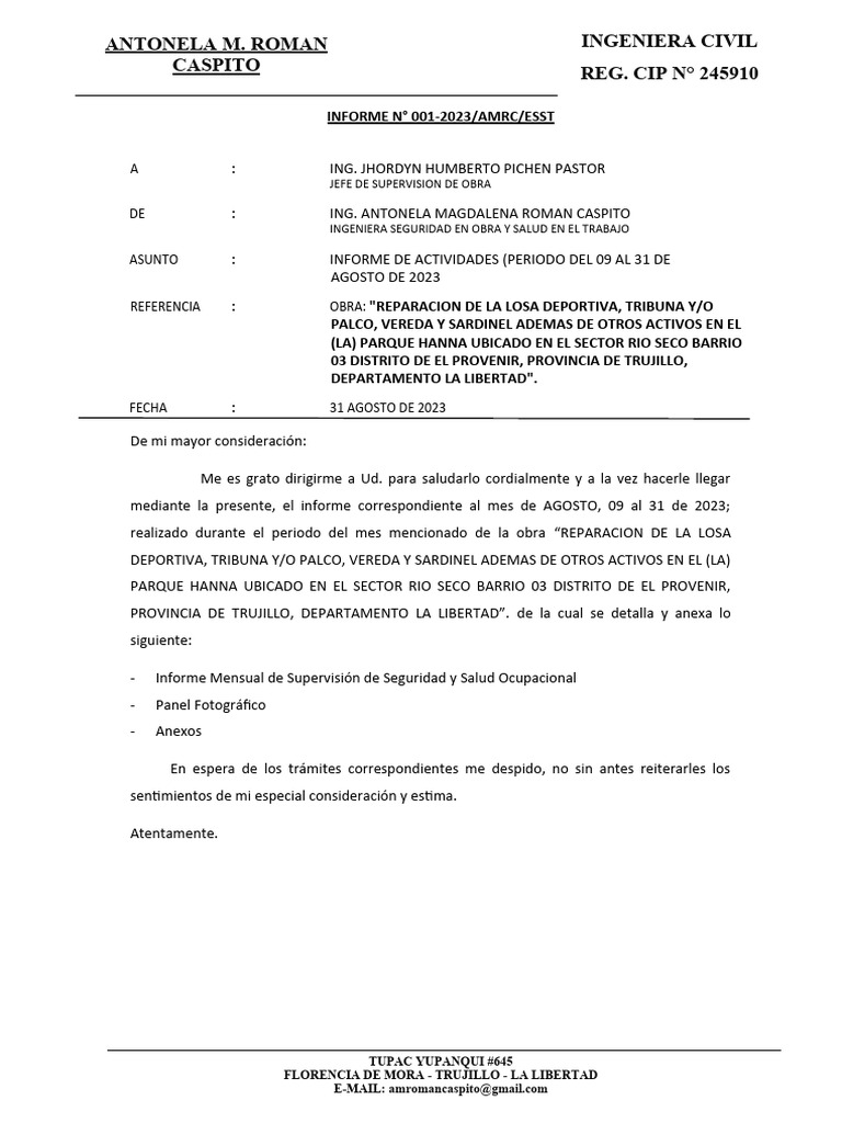 Informe de Seguridad en Obra Caspito | PDF