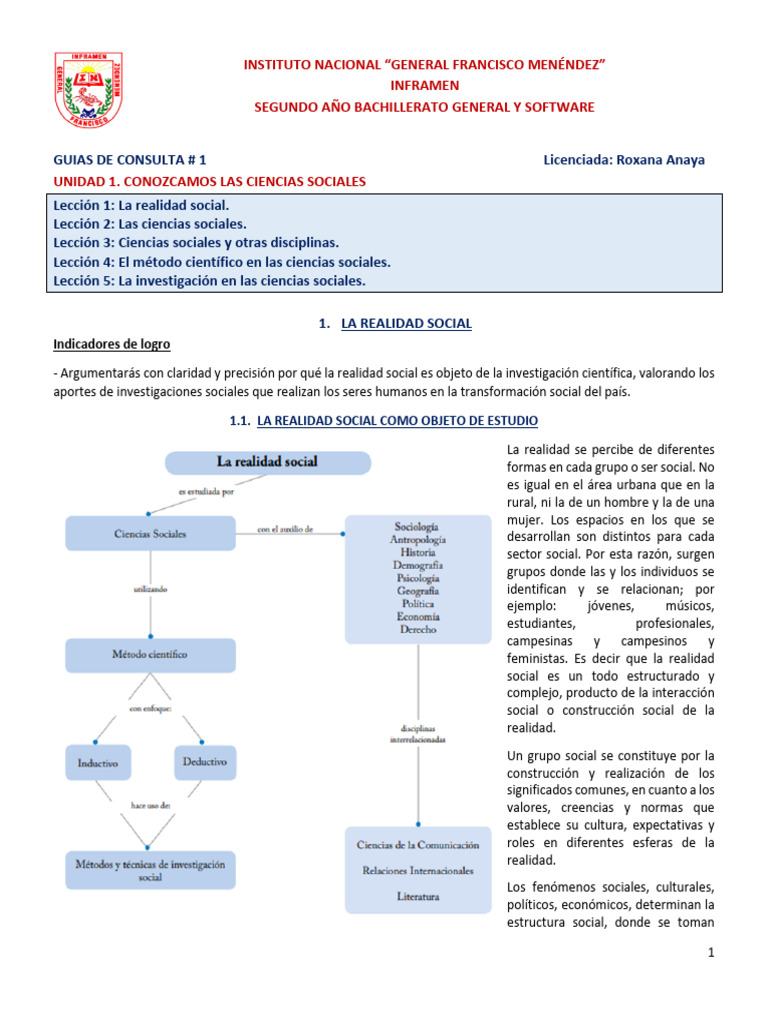 Guia 1 Und 1 2B 1P 2024 | PDF | Sociedad | Ciencias Sociales