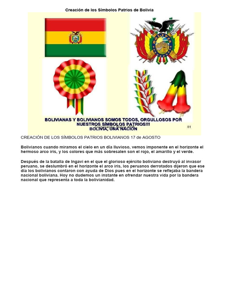 Creación de Los Símbolos Patrios de Bolivia | PDF