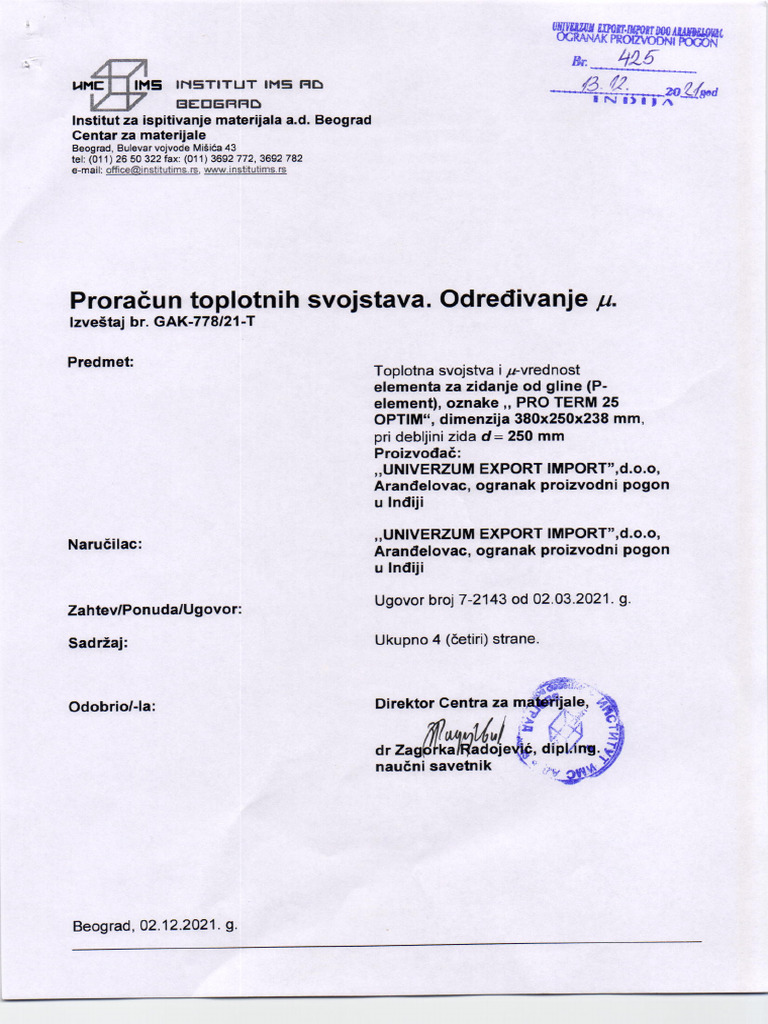 Toplotna Svojstva TB25 Optim | PDF