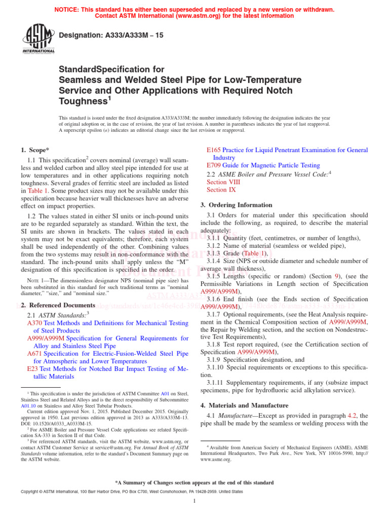 Astm A333 A333m 15 | PDF | Heat Treating | Construction
