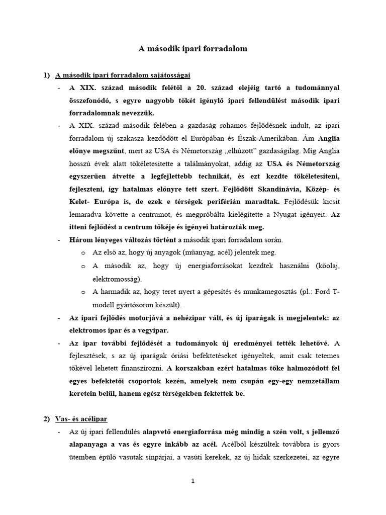 A Második Ipari Forradalom | PDF