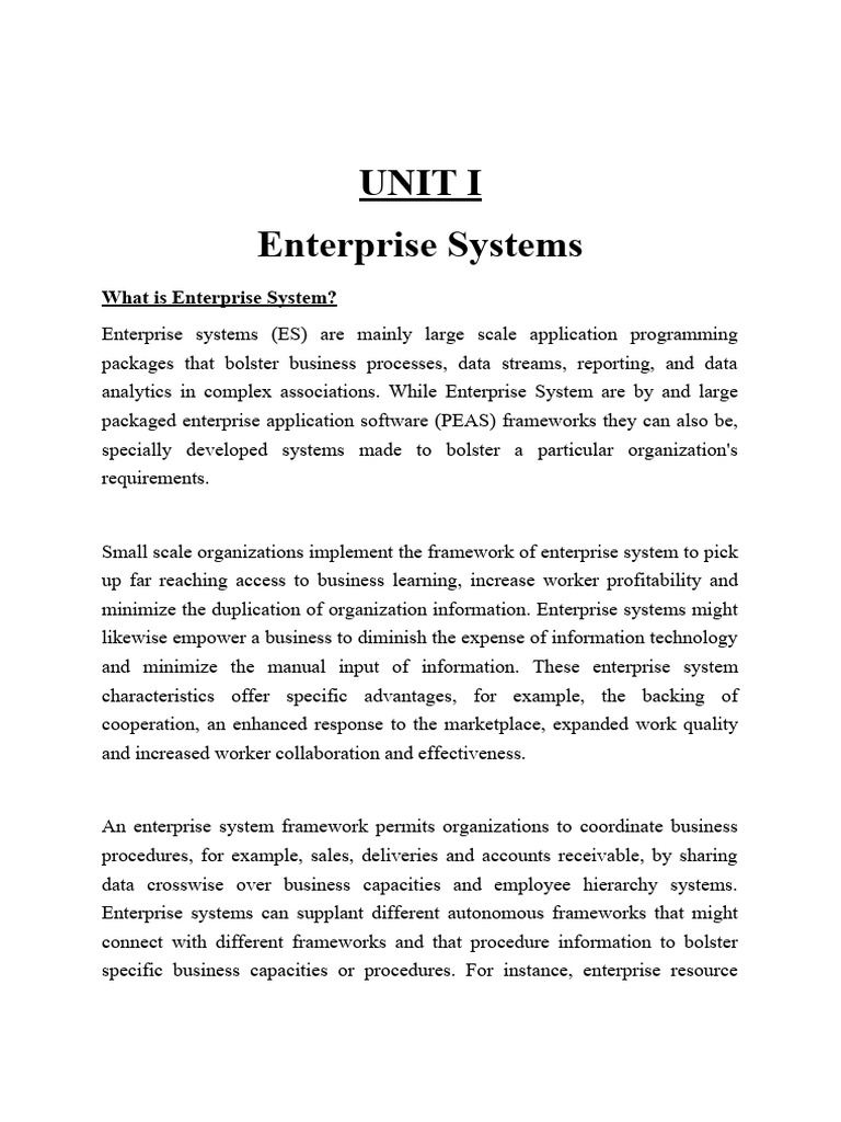 UNIT 1 Enterprise Systems | Download Free PDF | Customer Relationship Management | Enterprise ...