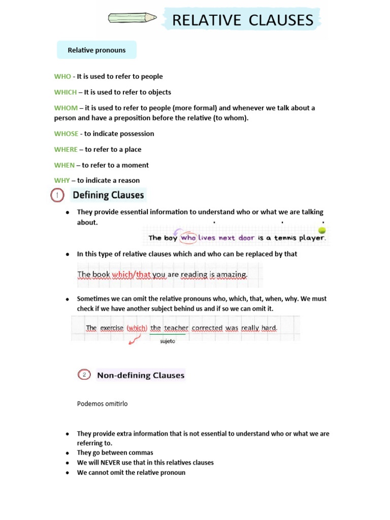 Relatives Clauses in Inglish | PDF