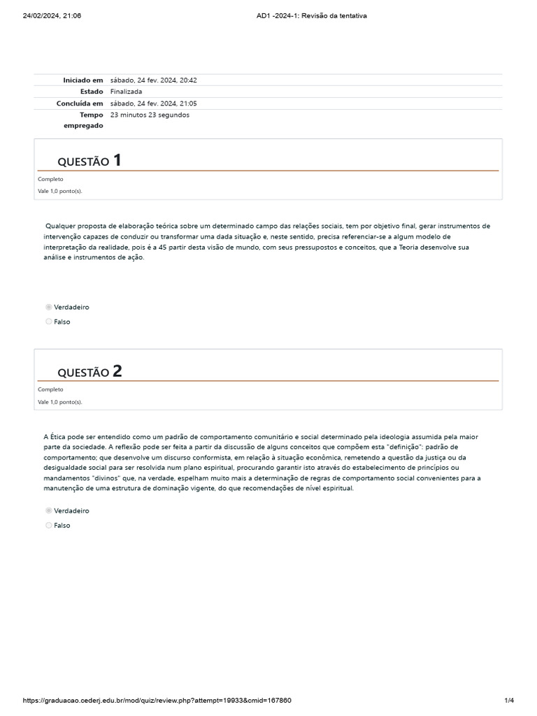 AD1 - 2024-1 - Dege | PDF | Carreira e Crescimento | Negócios