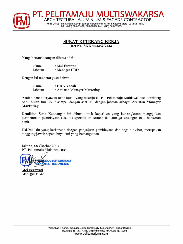 SKK SKP Slip & ID CARD Herly Yanah | PDF