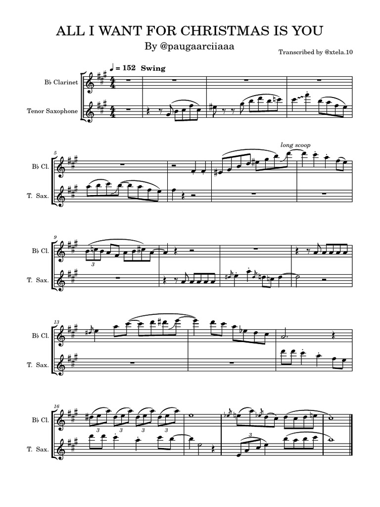 Alto Sax Sheet Music: Christmas Classic | PDF | Saxophone | Music ...