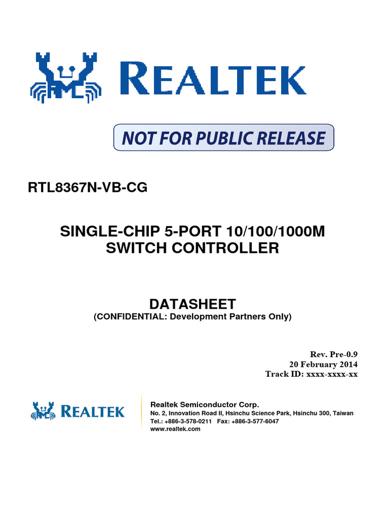 Realtek Semicon RTL8367N VB CG - C2760851 | PDF