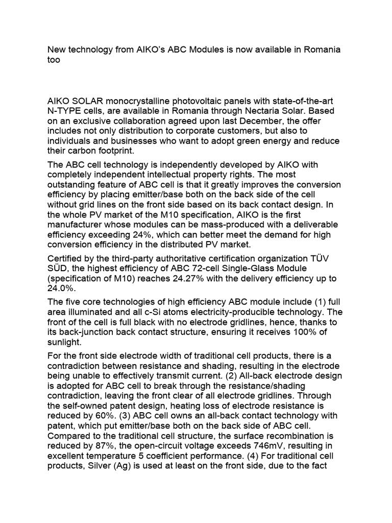 New Technology For ABC Modules From AIKO Is Now Available in Romania ...