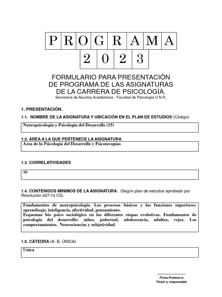Programa 2023 - NP y Ps D | PDF | Sicología | Vejez