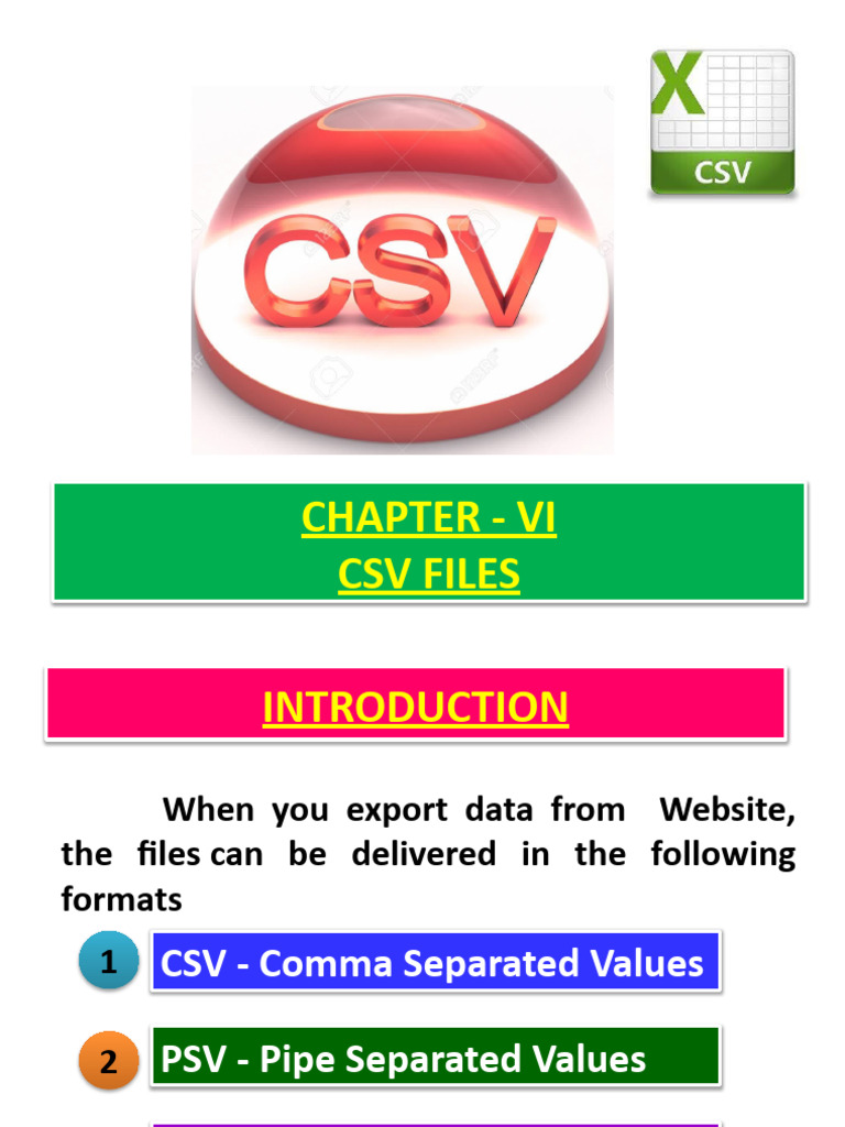 Chapter 06 Csv Files Pdf Comma Separated Values Computer Programming