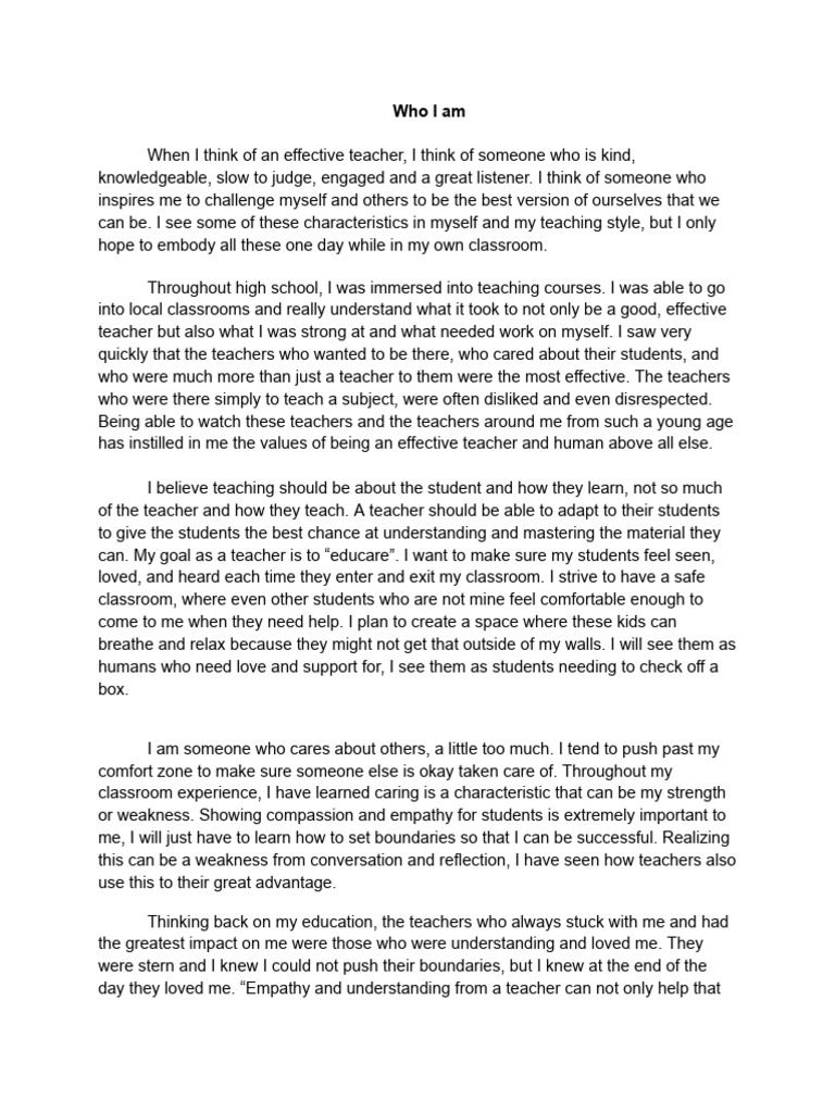 Who I Am | PDF | Teachers | Empathy