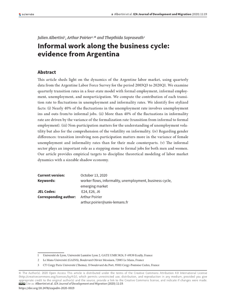 (25201786 - IZA Journal of Development and Migration) Informal Work ...