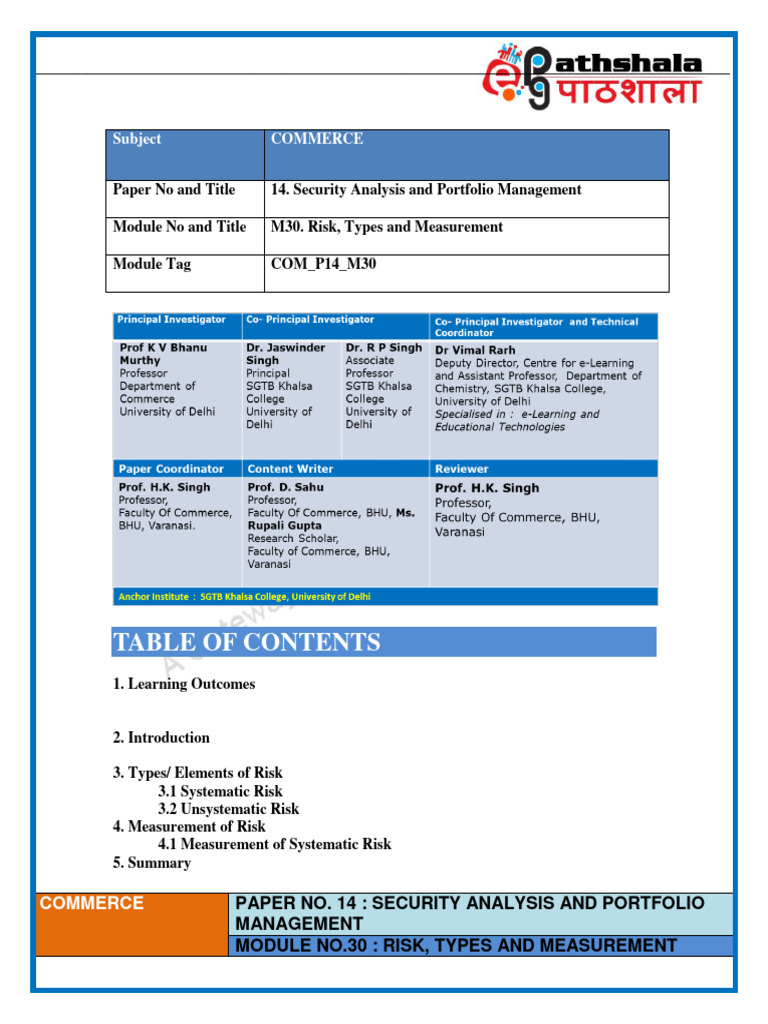 Risk, Types and Measurement | PDF | Financial Risk | Risk