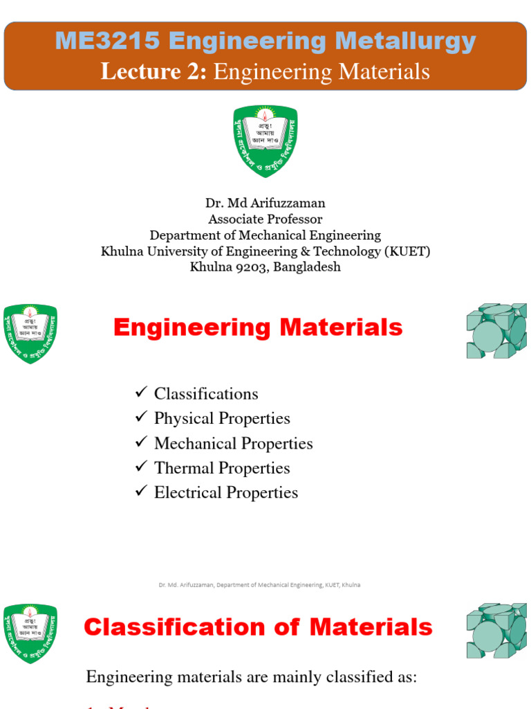 ME3215 - L2 Engineering Materials | PDF | Metals | Ductility