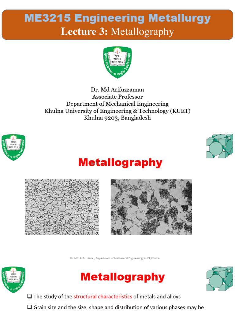 ME3215 - L3 Metallography | Download Free PDF | Metallurgy | Microscope