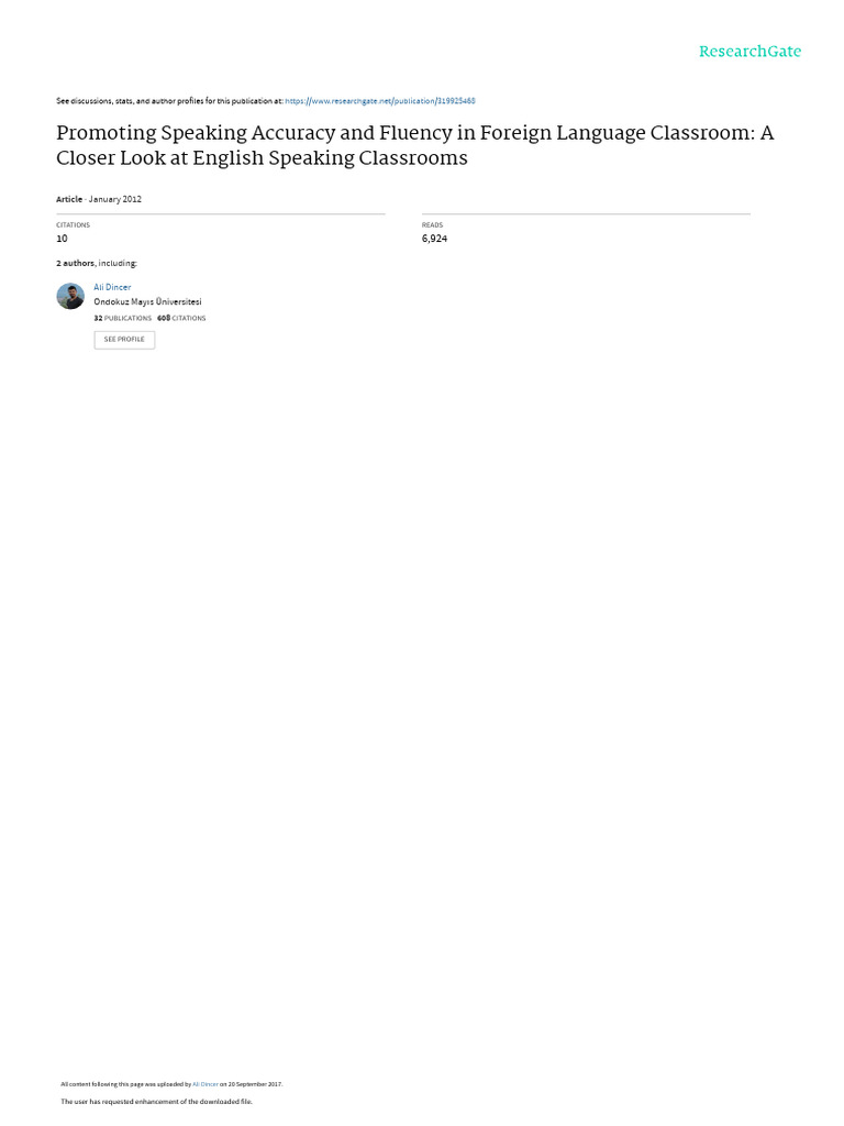 Promoting Speaking Accuracy and Fluency | PDF