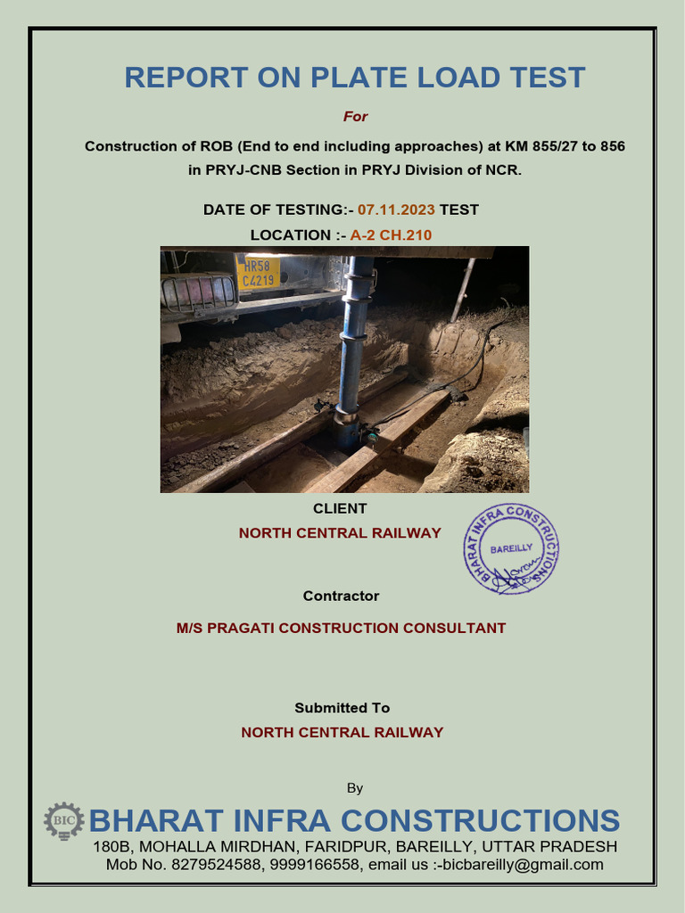 Plate Load Test Report | PDF