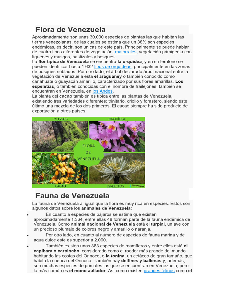 Flora y Fauna de Venezuela | PDF | Venezuela | Organismos